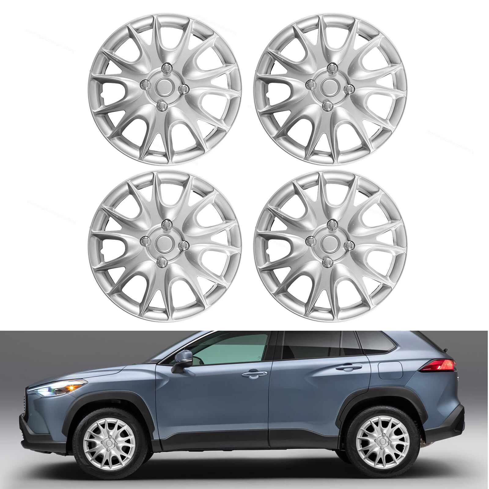 R13 Full Rim Universal Model 13" Wheel Covers Silver Set of Four Full ...