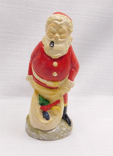 Vtg Santa With Sack Christmas Holiday Decor Figurine Plaster of Paris ...