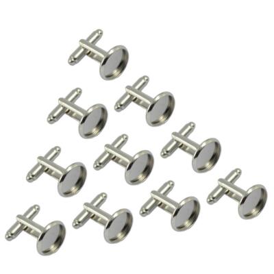10pcs Blank Round Bezel Setting Base Cufflink Findings Cuff Link Silver ...