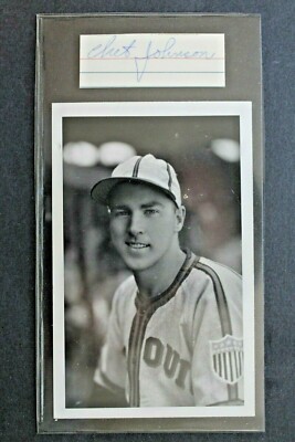 Chet Johnson (d.1983) 1946 St Louis Browns Signed Cut Autograph ...