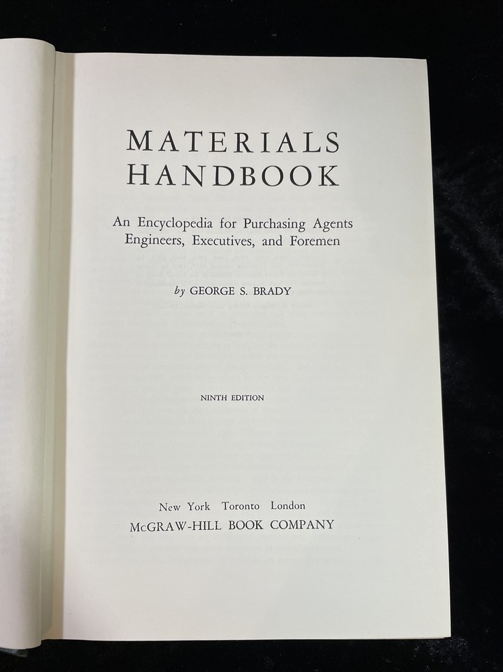 Materials Handbook 9th Edition - George S. Brady - Hardcover 1959 | eBay
