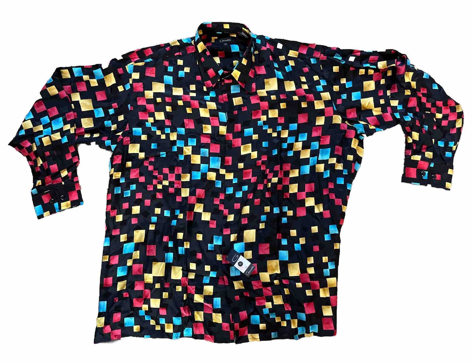GENELLI 100% PURE SILK Long Sleeve SHIRT / COLORFUL / MEN’S size XXL ...