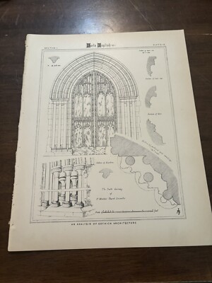 Gothic Architecture Drawing Print Leicester England Church 1903 St ...