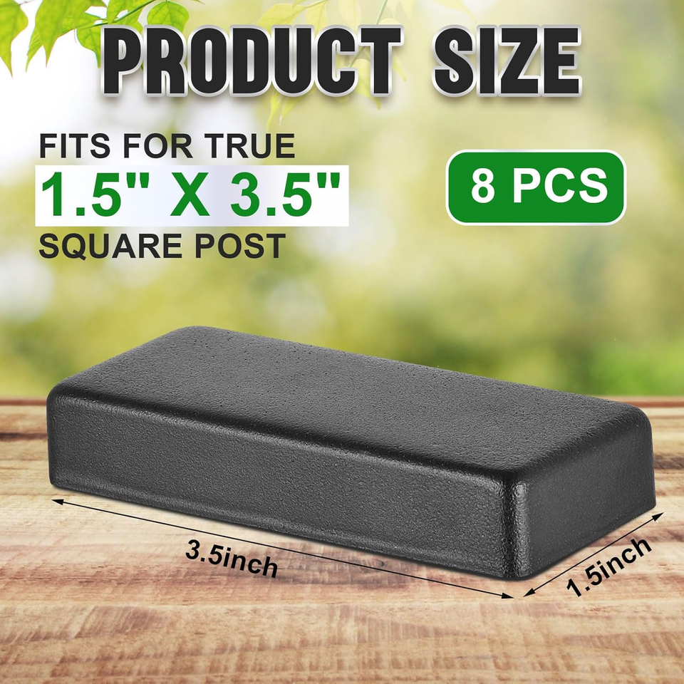 8PCS 2x4 Fence Post Caps, Galvanized Steel Covers for 1.5"x3.5" Posts ...