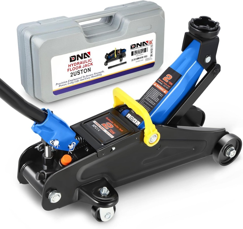 Heavy-Duty 2 Ton Hydraulic Trolley Jack - Blue, Compact & Lightweight ...