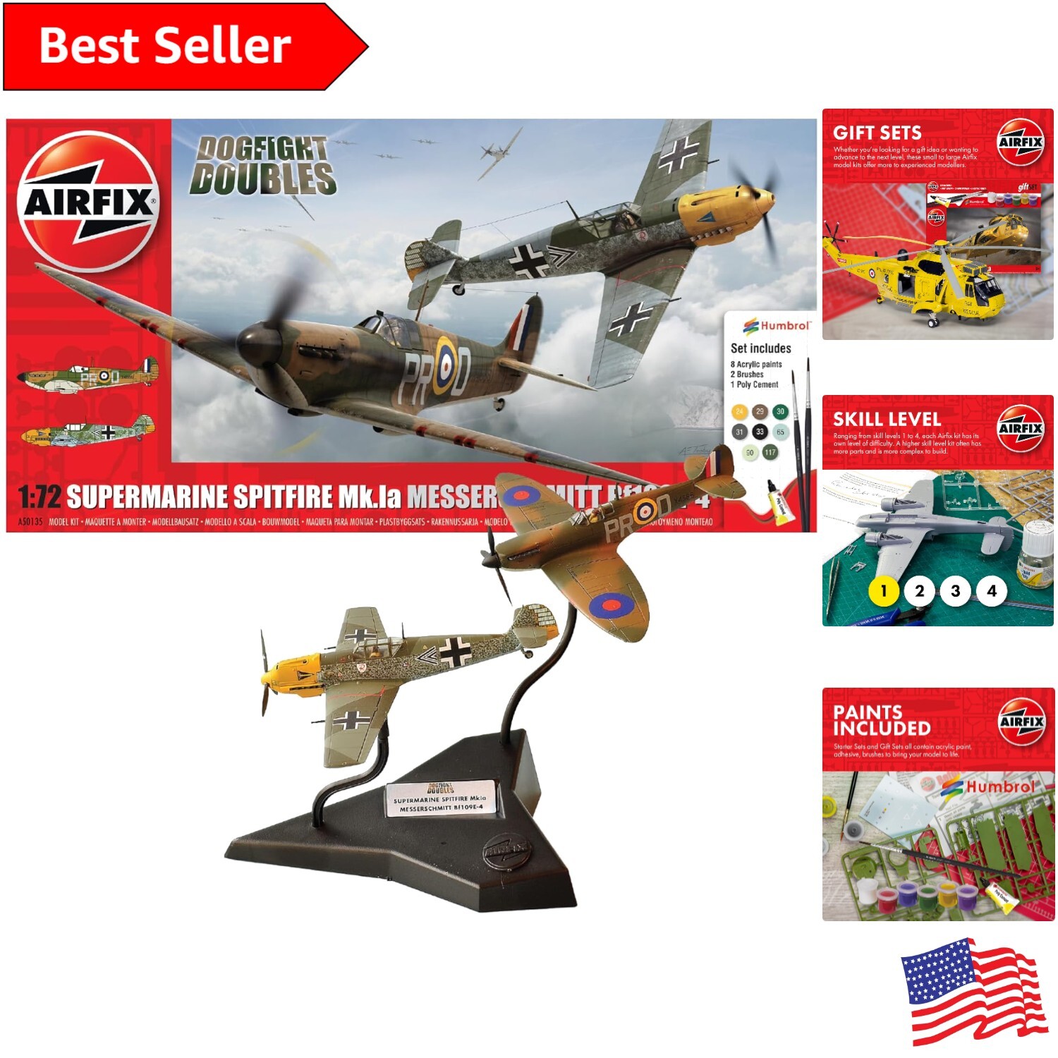WWII Aviation Model Kit: Supermarine Spitfire Mk1a/Messerschmitt Bf109E ...