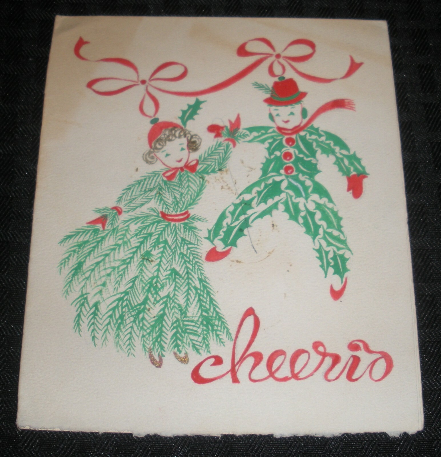 CHRISTMAS Cheerio Mother & Father Ornaments 5x6" Greeting Card Art #nn ...