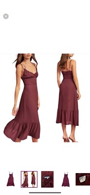 NWT $248 Reformation Embry Dress Plum Purple Midi Tie Ruffle Ruching ...