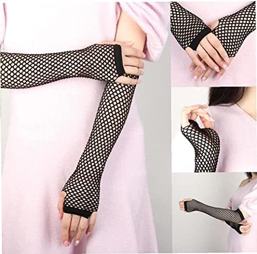 Fishnet Gloves Black Fishnet Long Gloves Party Accessory Black Nylon | eBay