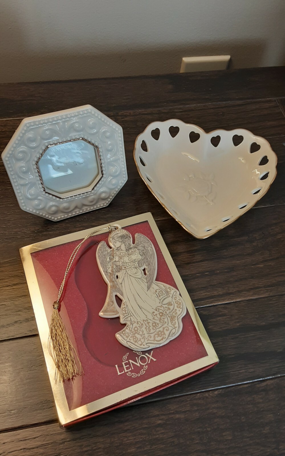 3 Piece Lot of Lenox - Heart Trinket Dish, Picture Frame, Angel ...
