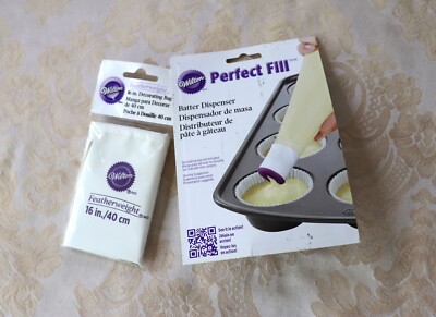 Wilton Perfect Fill Batter Dispenser & Featherweight 16" Decorating Bag ...