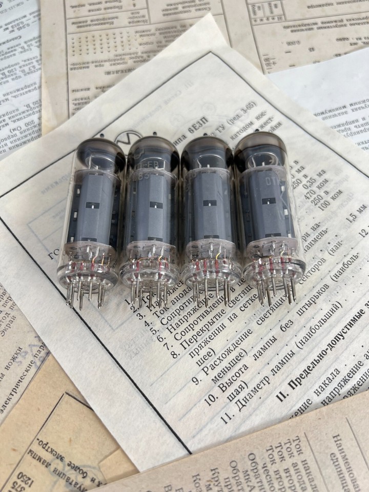 Matched quad 6P14P-EV NOS PENTODE TUBES / 7189 / 6BQ5 / EL84 Lot of 4 ...