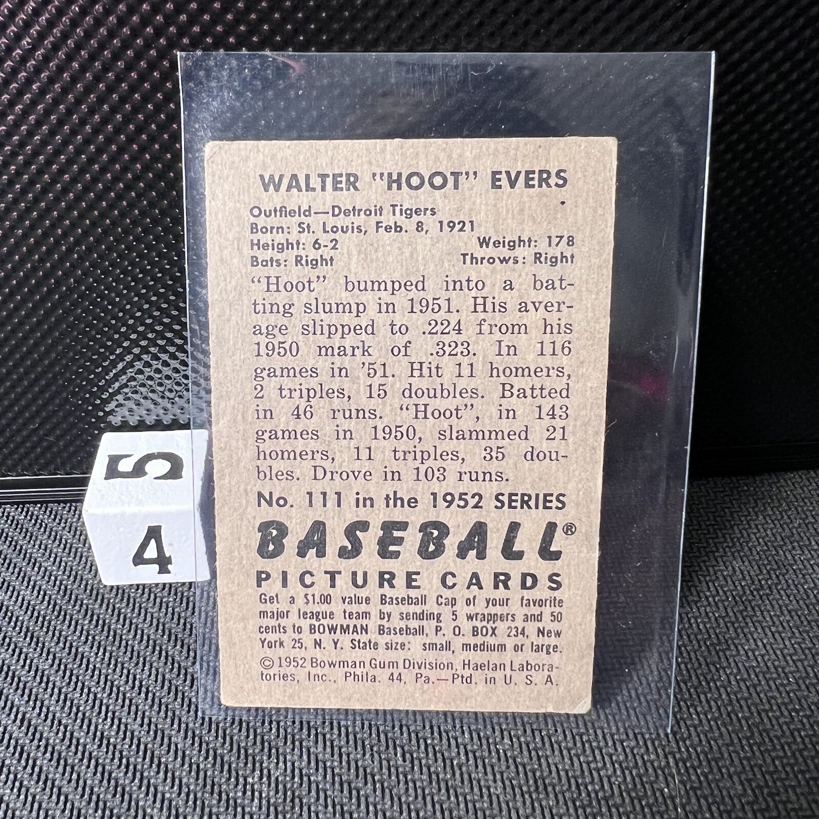 1952 Bowman Walter Hoot Evers Detroit Tigers #111 Baseball Card | eBay