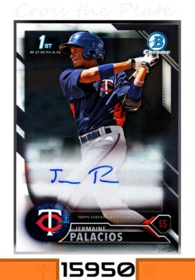 1-2016 BOWMAN CHROME PROSPECTS 1st AUTO JERMAINE PALACIOS TIGERS CARD# ...