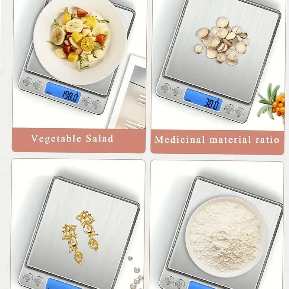 Silver Digital Kitchen Scale LCDElectronic Food Weight High Precision ...