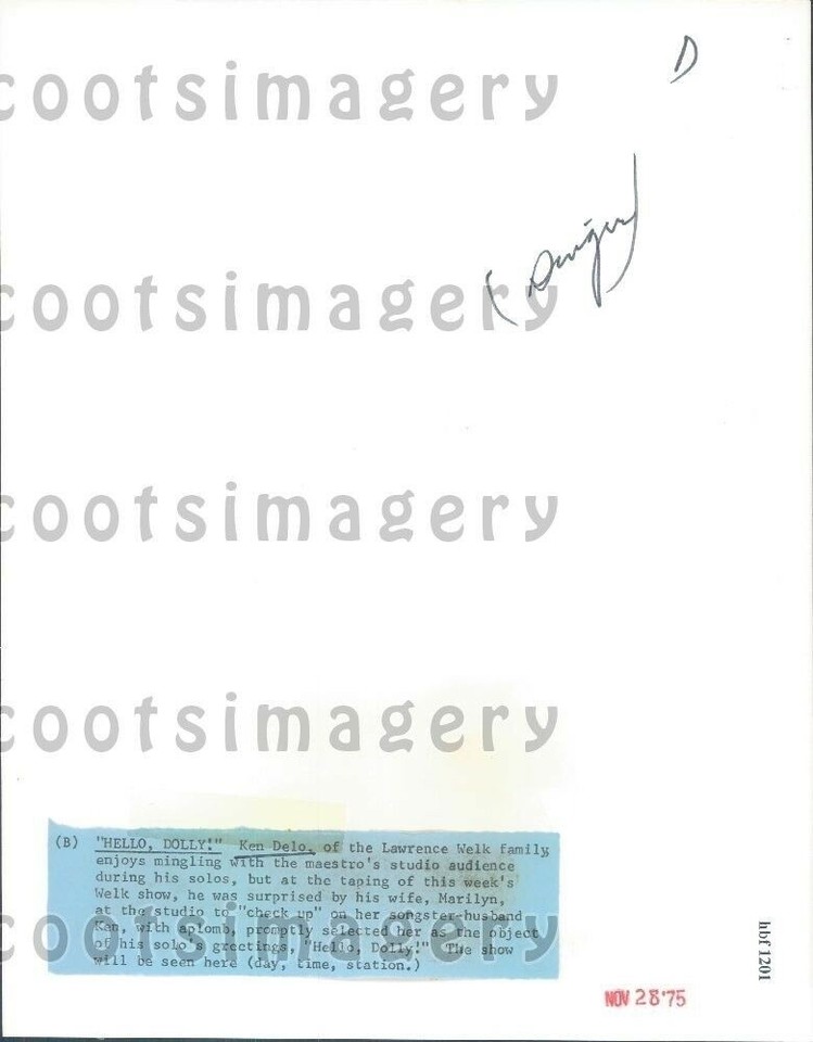 1975 Wire Photo Singer Ken Delo With Wife Marilyn TVs Lawrence Welk ...