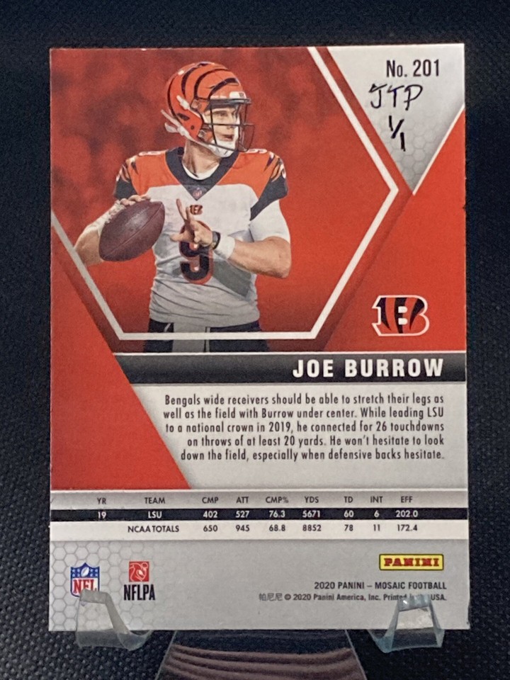 Custom JOE BURROW Mosaic Super Bowl ROOKIE Card ONE OF A KIND! | eBay