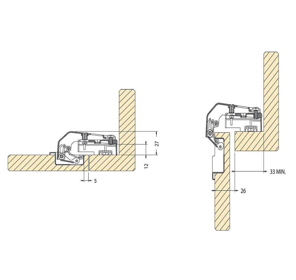 4x pot hinge Strip short furniture hinges concealed hinge 90 degrees ...