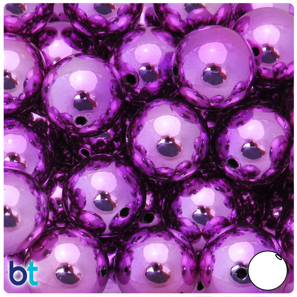 BeadTin Metallic 20mm Round Plastic Craft Beads (10pcs) - Color Choice ...