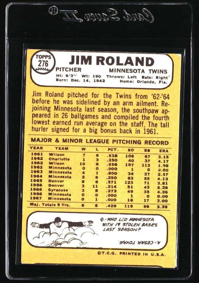 1969 Topps Jim Roland #276 Minnesota Twins L2 | eBay