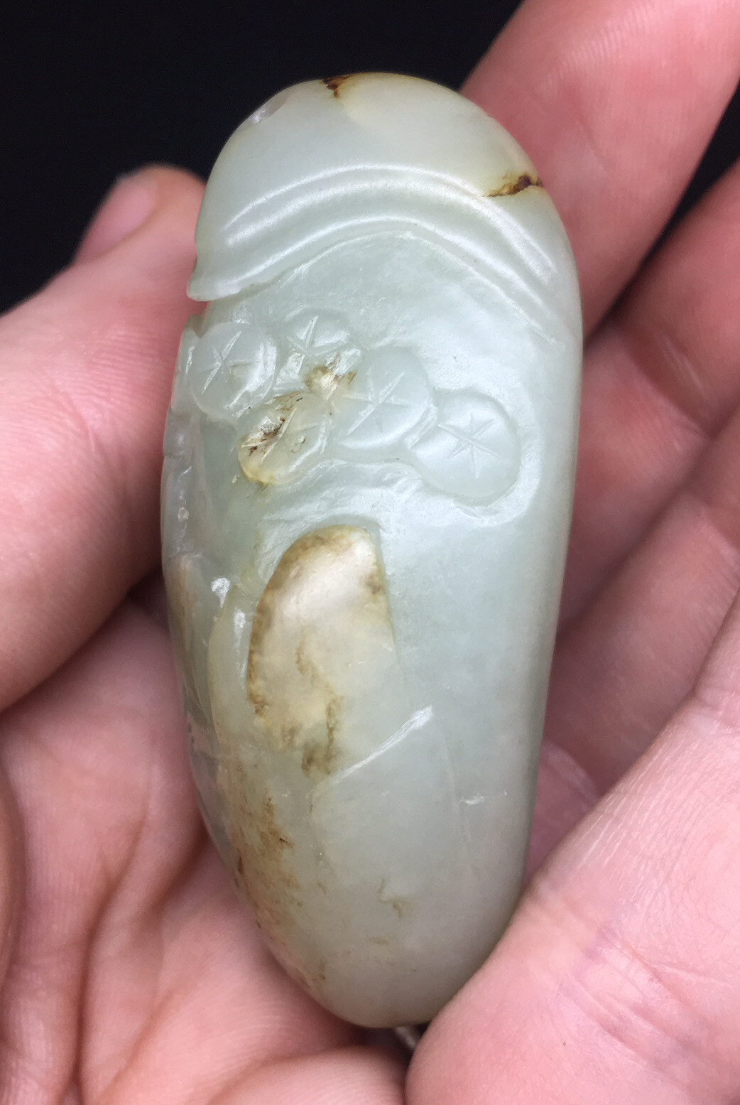 FINE Antique Jade Cherry Blossom & Rabbit Netsuke Toggle China | eBay