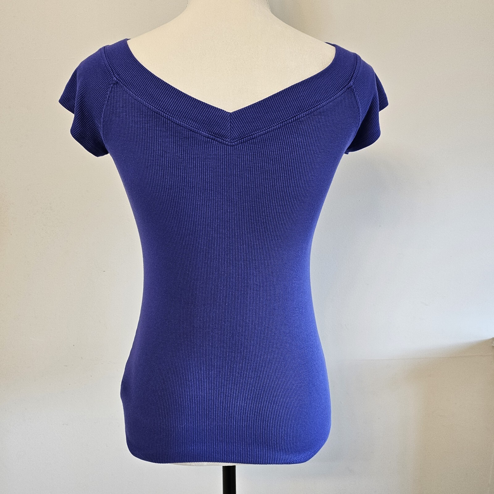 Vintage Y2K Bebe Rhinestone Logo Blue Ribbed Shirt Si… - Gem