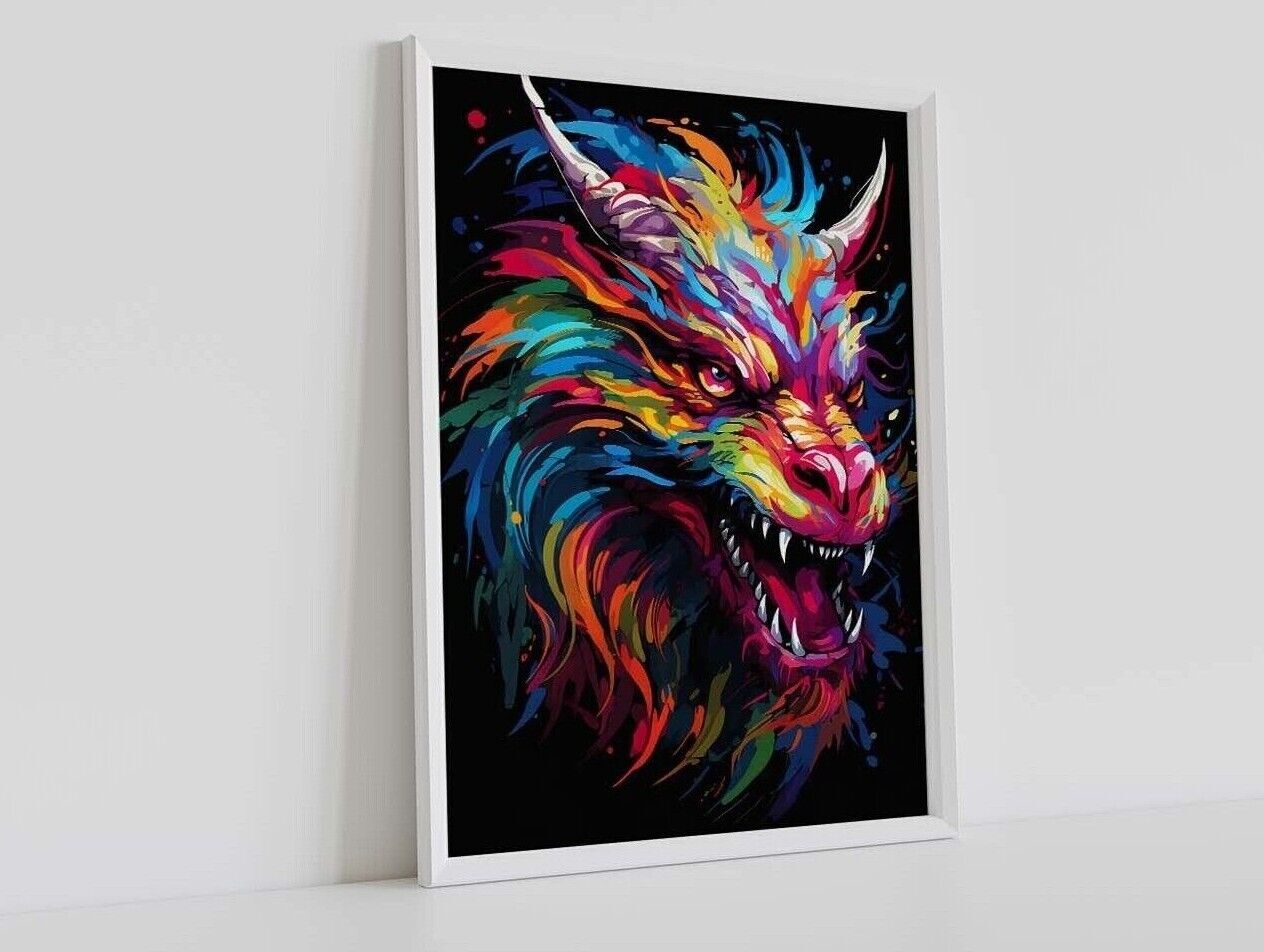 TRIPPY PSYCHEDELIC DRAGON POSTER PRINT IMAGE GIANT WALL ART A4 A3 A2 A1 ...