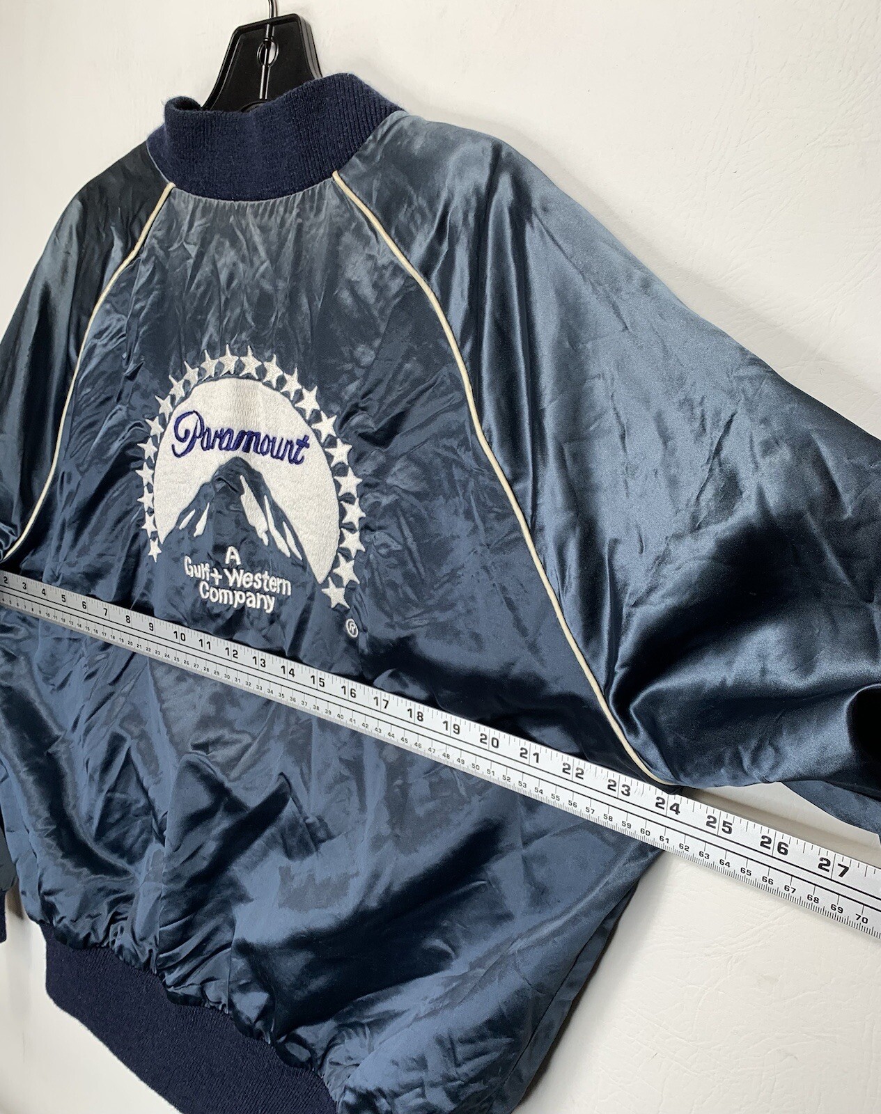 1970s Paramount Pictures Satin Bomber Size XL Gulf We… - Gem