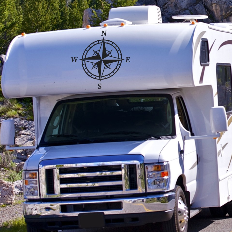 Compass Rose Decal, RV Trailer Decal, Truck Travel Compass Vinyl ...