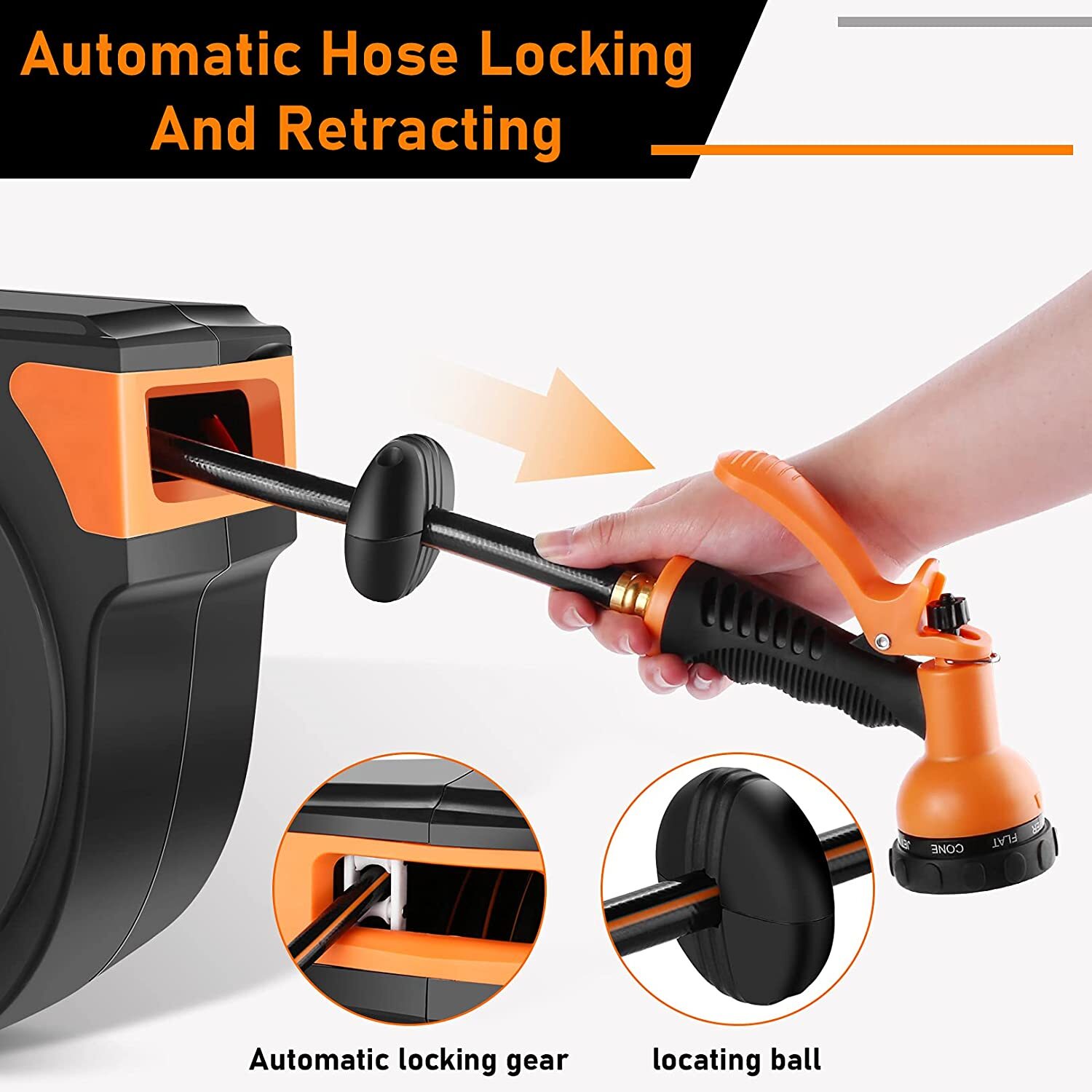 Himimi Retractable Garden Water / Air Hose Reel Wall Mounted Automatic Rewind | eBay