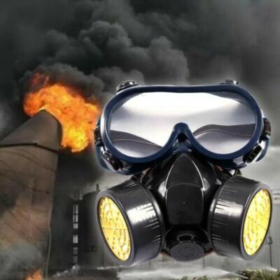Emergency Survival Safety Respiratory Gas Mask Goggles &2 Dual ...