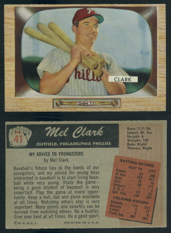 (67150) 1955 Bowman 41 Mel Clark Phillies-EX | eBay