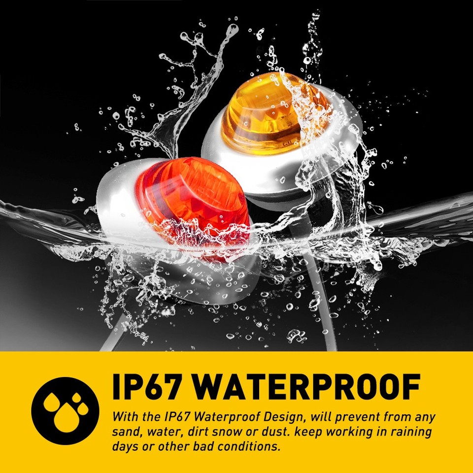 12V 3/4" Marker Lights LED Truck Trailer Round Side Bullet Light Amber ...