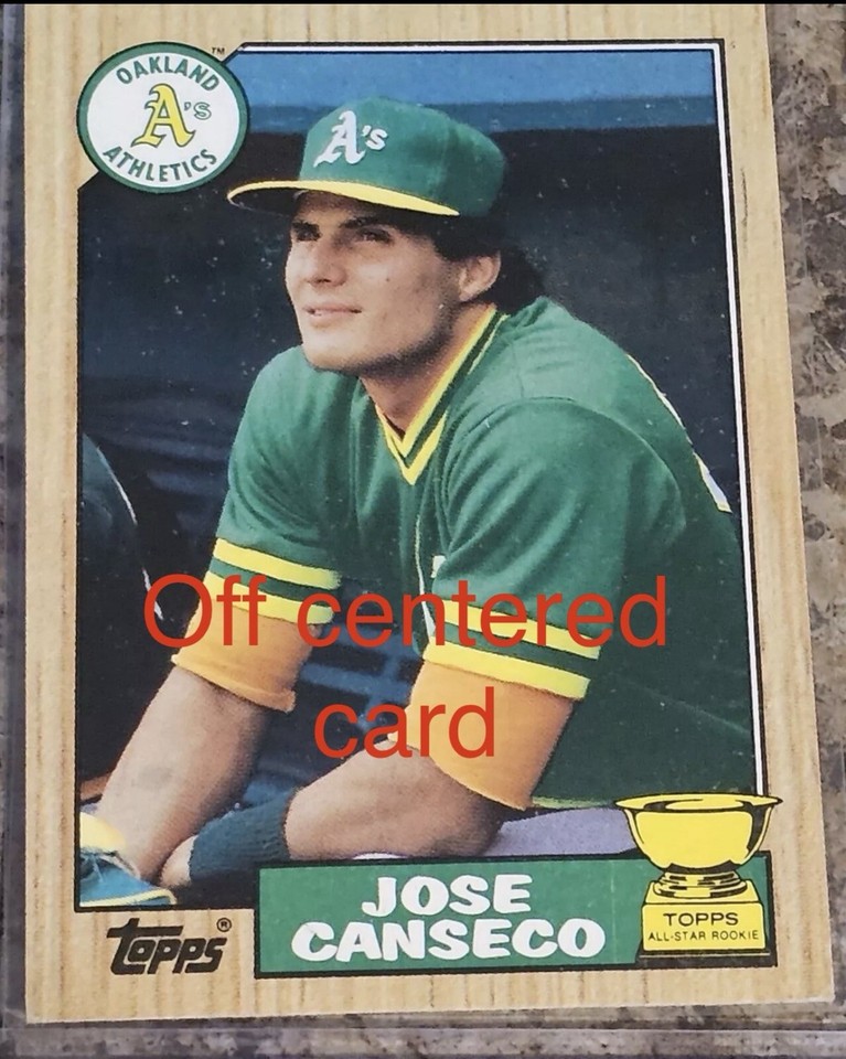 Jose Canseco 1987 Topps #620 Oakland Athletics card error | eBay