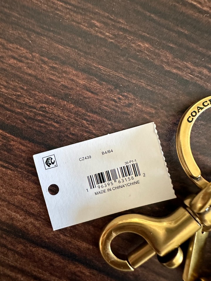 NWT Coach Solid Signature C Bag Charm Keychain Key Fob CZ439 Brass Gold ...