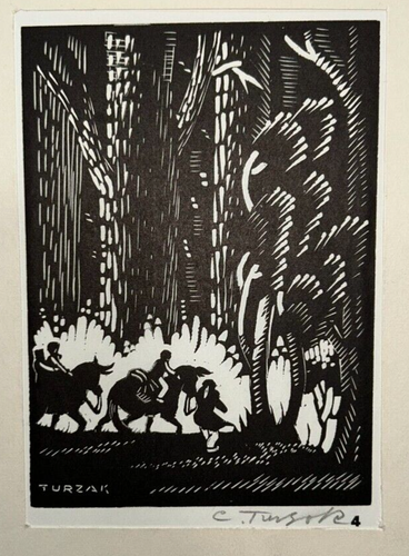 Charles Turzak Important Chicago Modernist Signed WPA Woodblock Art ...