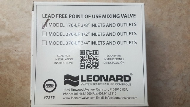 Leonard 3/8" 170-lf Lead Eco-mix Compression Inlet Type Mixing Valve ...