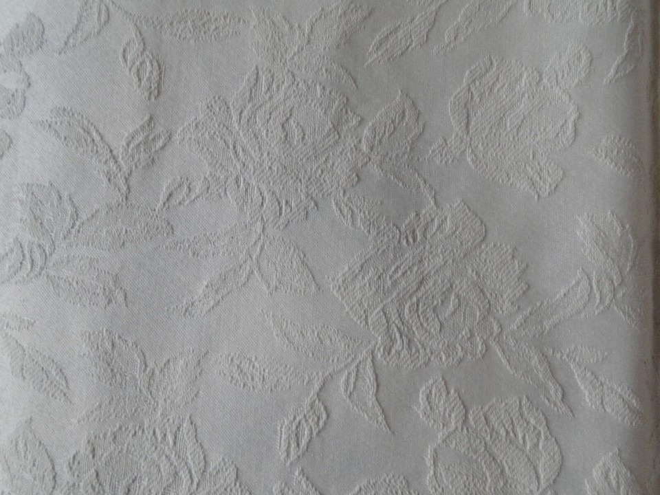 Antique Large Cream Damask table cloth / Bed cover thick heavy weight ...