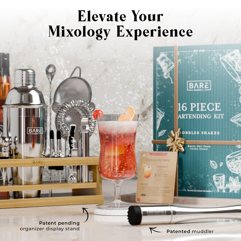 ® Mixology Bartender Kit Bar Set | 16-Piece Cocktail Shaker Set ...