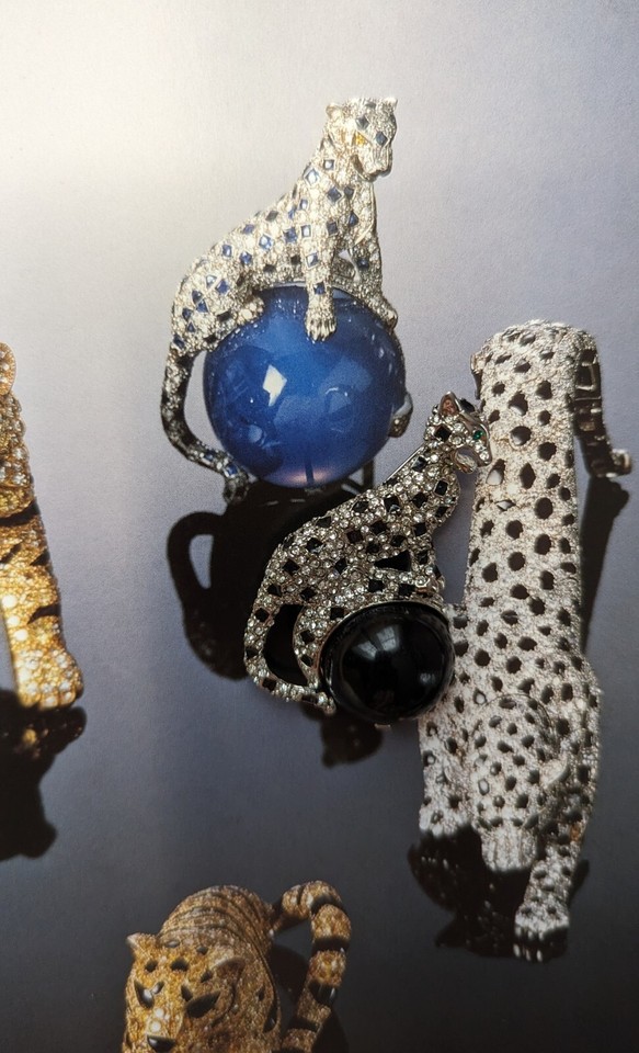 LEOPARD/CHEETAH ON A BALL WALLIS SIMPSON BROOCH REPRO SILVER TONE PAVE ...