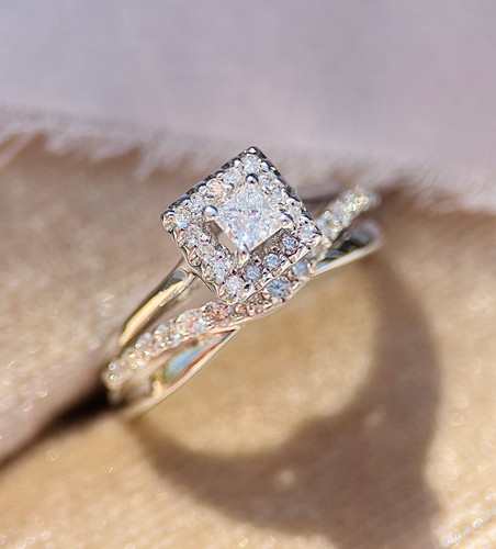 1/2ctw Bright Princess Cut Diamond Ring in 14k White Gold | eBay