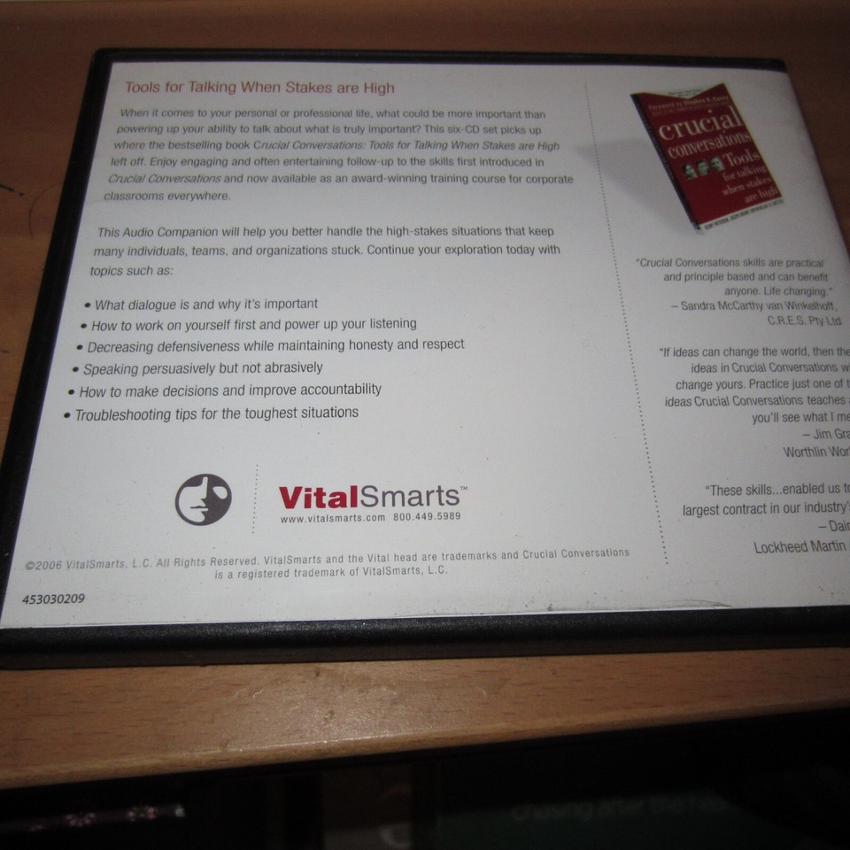 Crucial Conversations Audio Companion AUDIO BOOK CD workout skills tips ...