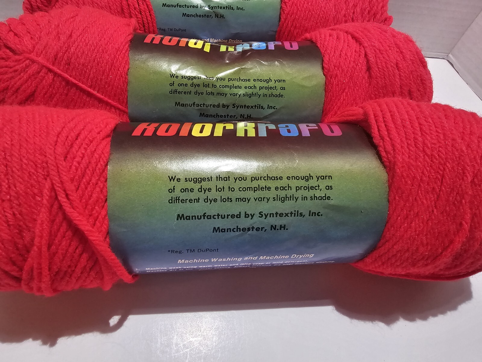 Vintage New kolorkraft Sayelle Orlon 4 Oz Knitting Yarn Lot of 3 Cherry ...