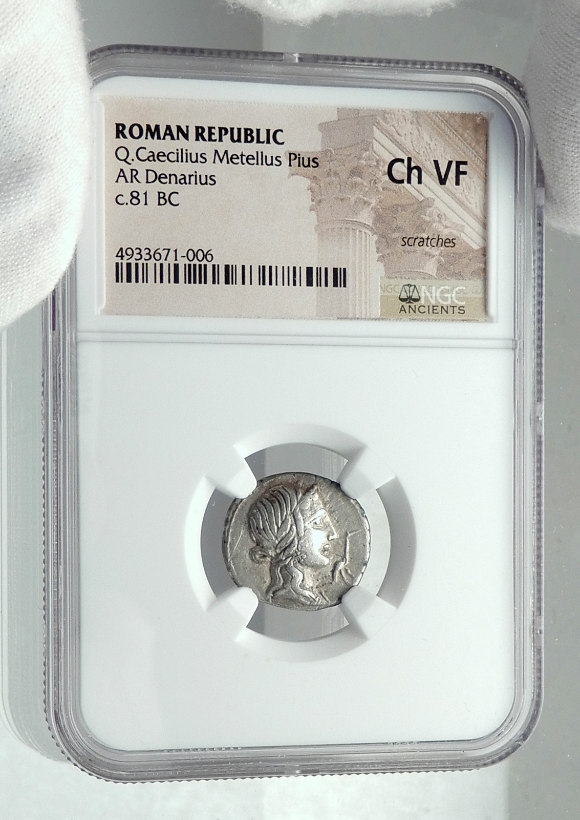Roman Republic 81BC IMPERATOR GENERAL of DICTATOR SULLA Silver Coin NGC ...