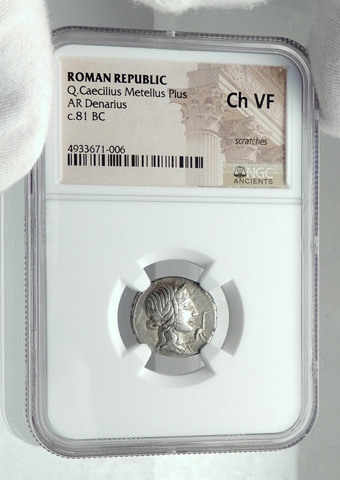 Roman Republic 81BC IMPERATOR GENERAL of DICTATOR SULLA Silver Coin NGC ...