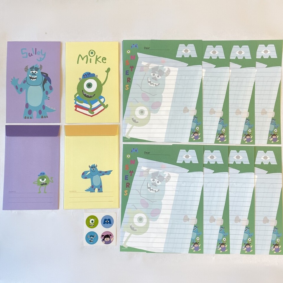 Disney Pixar Monsters Inc Stationery Letter 8 Paper 4 Envelope Set MADE ...