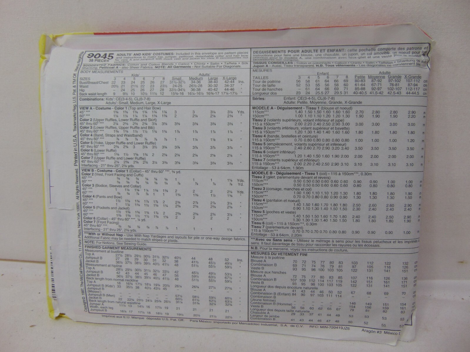 MCCALL'S SEWING PATTERN UNCUT 9045 CIRCUS CLOWN COSTUME SZ CE 3,4,5 ...