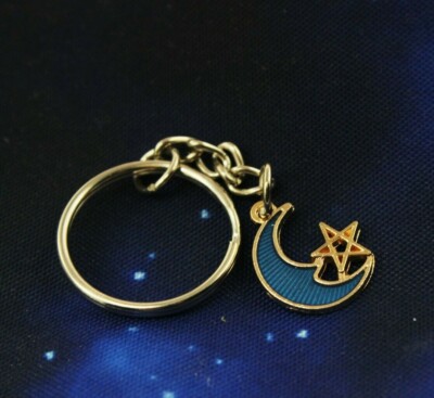 DARK BLUE CRESCENT MOON STAR KEYCHAIN Car Keys Mini Space Stars ...