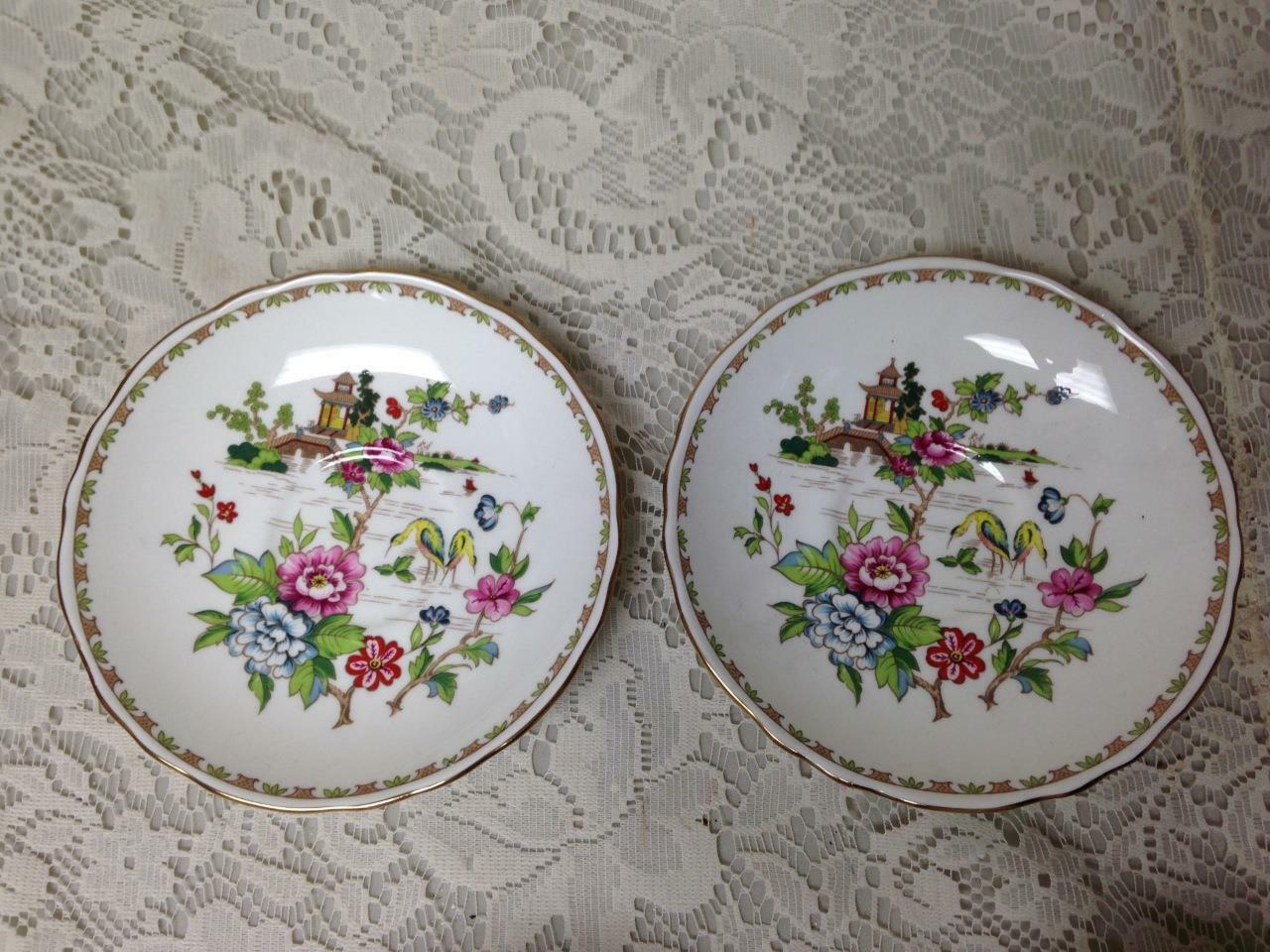 Vintage, Crown Staffordshire, Polychrome, Gaudy Blue Willow 4pc Cups ...