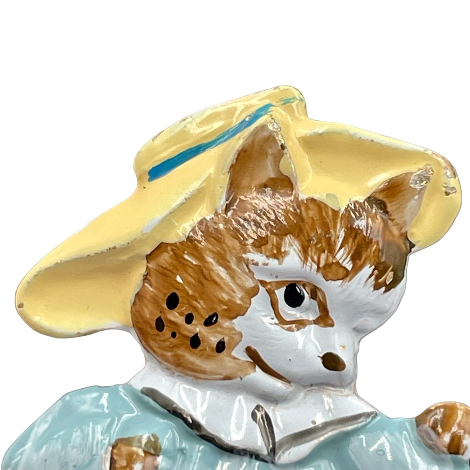 Tom Kitten Brooch Pin Beatrix Potter Peter Rabbit Cat Hand Painted Gold ...